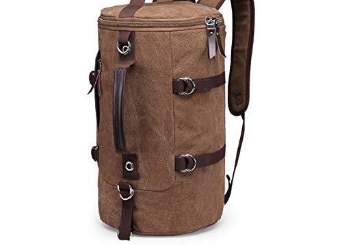 Tourist Backpack, Canvas Backpack Outdoor Backpack Cylindrical Backpack ...