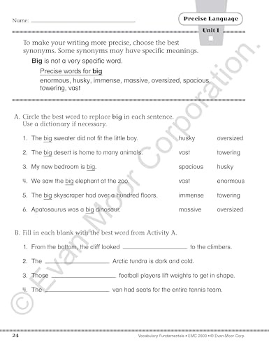 Snapklik.com : Evan-Moor Vocabulary Fundamentals, Grade 3 Homeschool ...