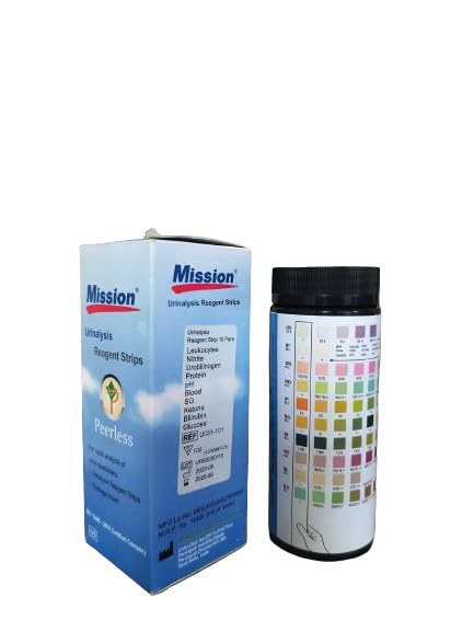 Mission 10 Parameters Urinalysis Reagent Strips, Pack of 100 : Amazon ...