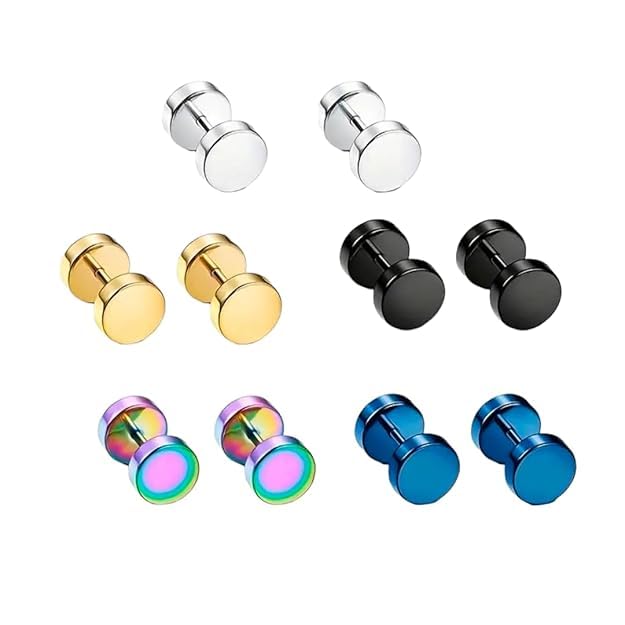 Buy RAMSON Sparkles Trendy Silver Golden Black Multi Blue Round Barbell ...