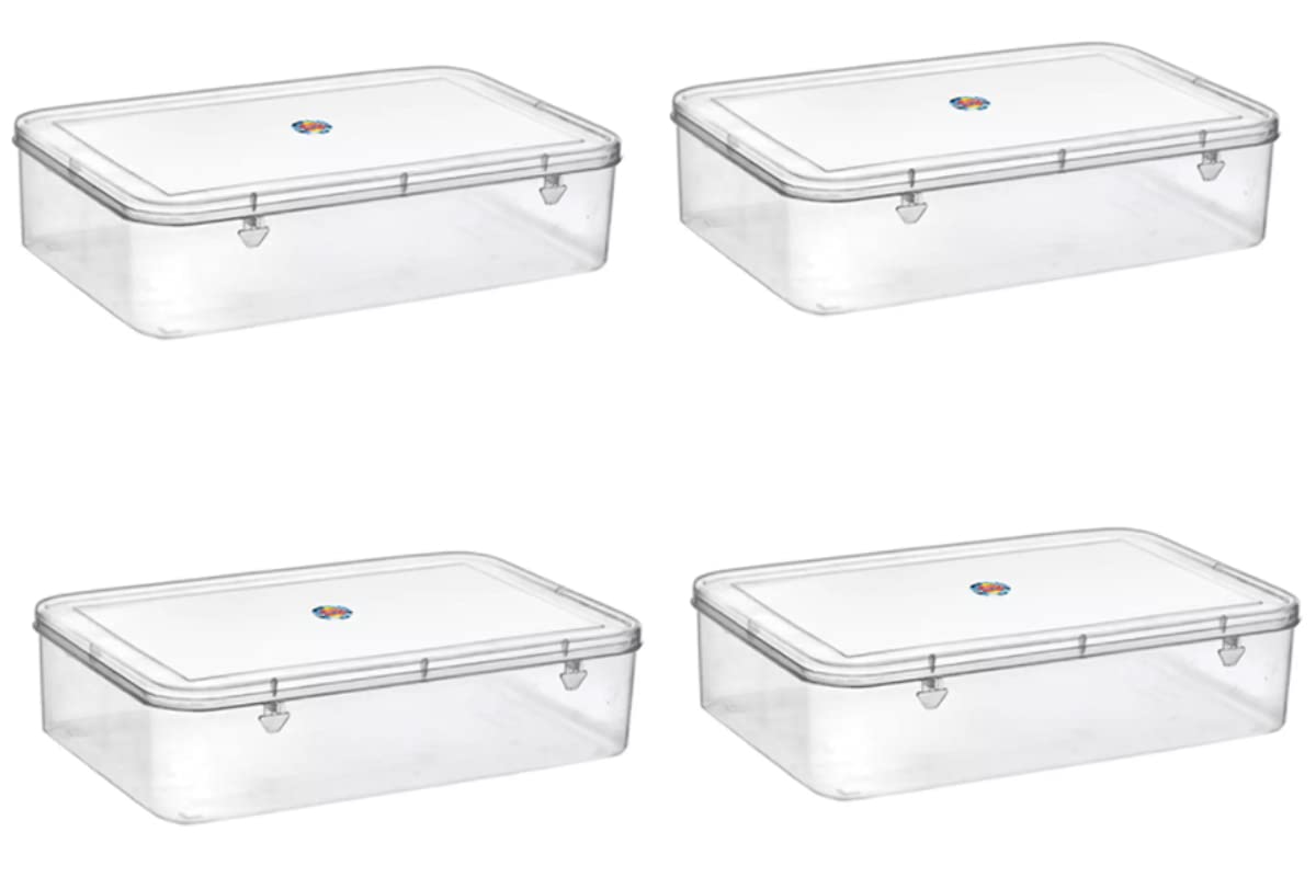 OMX Clear Plastic Extra Large Storage Box Size 19x13x5.75 inches - Set ...