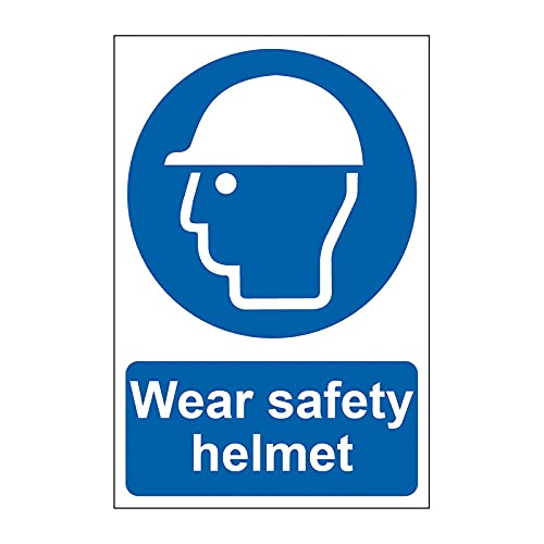 ‘Wear Safety Helmet’ Sign, Self-Adhesive Semi-Rigid PVC (200mm x 300mm ...