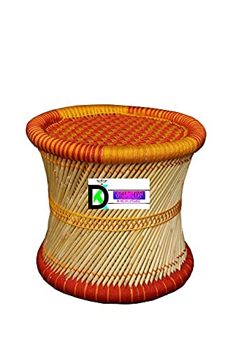 Priyansh Mudda House Handmade Sarkanda Wooden Muddi/Stool (Wood, Brown ...