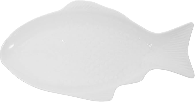 Amazon.com | DOITOOL Fish Plate White Ceramic Serving Platter Fish ...
