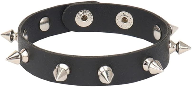 Amazon.com: yaozeio Punk Studded Spike Bracelet for Men Black Leather ...