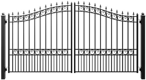 ZUMI Dual Swing Driveway Gates, 12x6 ft. Outdoor Steel Swing Gates for ...