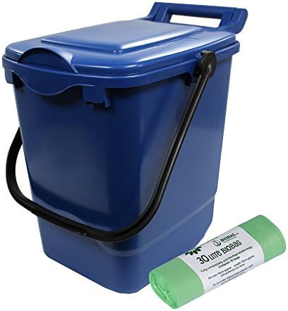 Large Blue Compost Caddy/Plastic Kerbside Bin for Food Waste Recycling ...