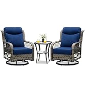 Amazon.com: PIZZELLO Outdoor Swivel Chairs 3 Piece Wicker Rocking ...