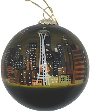 Amazon.com: Blown Glass Christmas Ornament | Seattle Washington Night ...