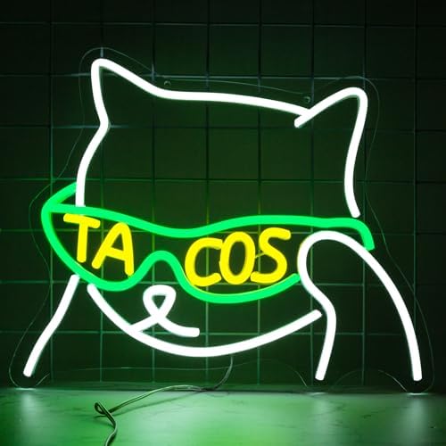 Cool Cat Neon Sign for Wall Decor, Smiling Cat with Glasses LED Neon ...