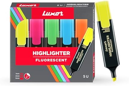 Hauser XO Highlighter | Set of 5 Fluorescent Colours | Triangle Shaped ...