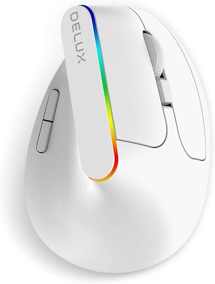 DELUX M618C White 2.4G Wireless Vertical Ergonomic Mouse - 6 Button ...