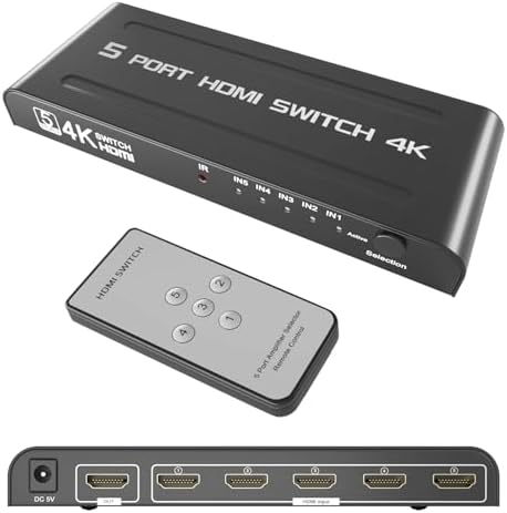 Amazon.com: NEWCARE HDMI Switch 5 in 1 Out 4K@60Hz, 5x1 HDMI Splitter ...