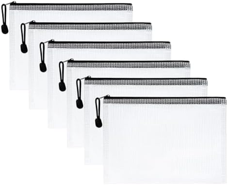 6 Pcs Mesh Zip Bags A5 - Waterproof Plastic Wallet with Zipper for ...