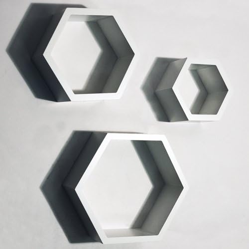 HEXAGON - Wall Mounted Storage / Display Shelves - Set of 3 - White ...