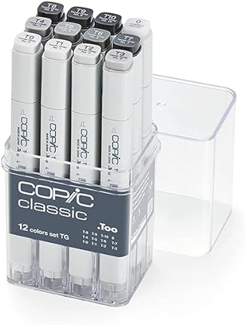 Amazon.com: Copic Markers 12-Piece Toner Gray Set (Discontinued model ...