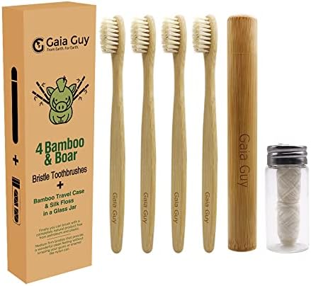 Amazon.com : Gaia Guy Bamboo and Boar Bristle Toothbrush (4 Pack ...
