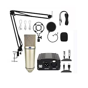 CEZO U87 Condenser Microphone Kit with V8 Sound Card Adjustable Scissor ...