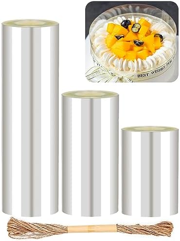 Furuising 3 Rolls Cake Collar 20cm/15cm/10cm x 10m Transparent Acetate ...
