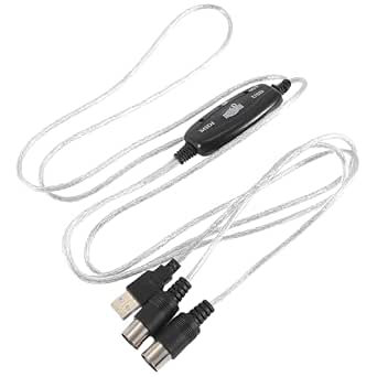 Quisiete Midi USB Cable Adapter, USB Type A Male to Midi DIN 5 Pin ...