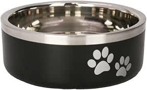 Amazon.com : INDIPETS Max Double Wall Pet Bowls with Black Paws: Non ...