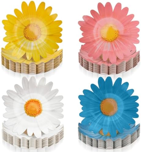 Amazon.com: Newtay 50 Pcs Flower Shape Paper Plates Floral Party ...