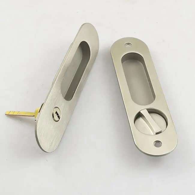 VICTAC Sliding Door Lock with Recessed Handle in Silver Steel Finish 2 ...