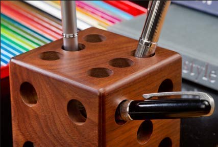 Home Delivered wooden Cube Shape Pen Holder Pencil Holder Dice Pencil ...