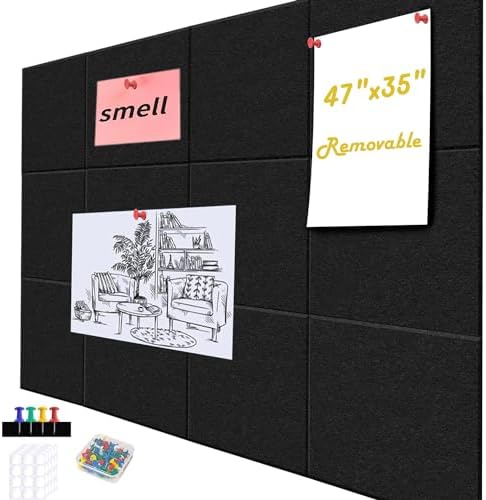Large Cork Board Alternative 48" X 36" Black Bulletin Board - 12 Pack ...