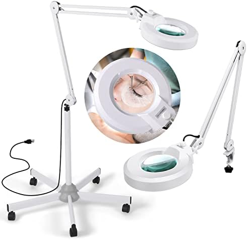 10X Magnifying Glass with Light and Stand, LANCOSC 2,200 Lumens Floor ...