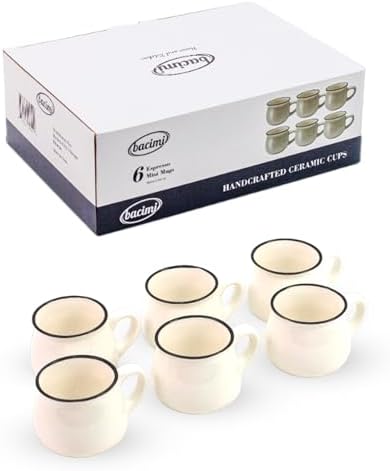 Amazon.com | Bacimi® Mini Ceramic Espresso Cups with Saucer - Set of 4/ ...
