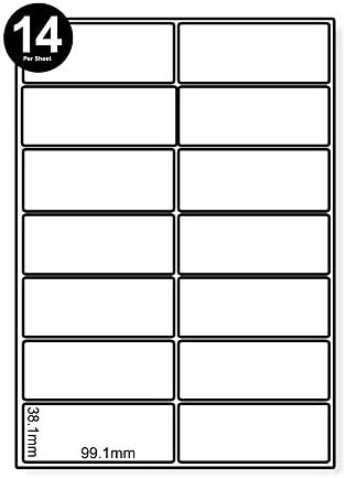 14 per Sheet, 25 Sheets, A4 White Sticker Address Labels, Laser/Inkjet ...