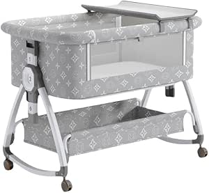 Amazon.co.jp: TVT Portable and Movable Baby Crib, Seamless Splicing ...