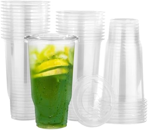 32 oz 30 Pack Crystal Clear Plastic Cups, Oversized Disposable Clear ...