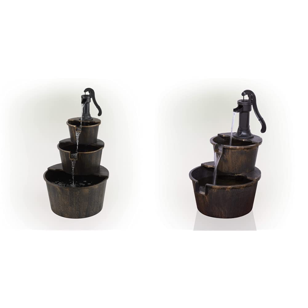 Amazon.com: Alpine Corporation TEC234BR Barrel Waterfall Fountain, 22 ...