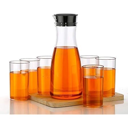 Buy LEAWALL Unbreakable 1 Water Juice Jug and 6 Pieces Glass Combo Set ...