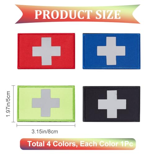 GORGECFAFT 4 Style Red Cross Patch Reflective Medic Patches First Aid ...