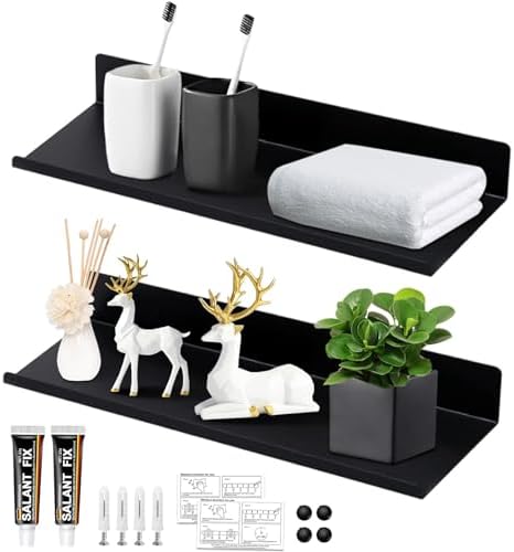 Mafagwre Wand Regal, Schwebendes Regal Wand, 2er Set Wandregal Schwarz ...