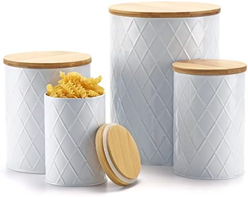 Amazon.com: Embossed Ceramic Canister Set 3-piece Storage Jars Food ...