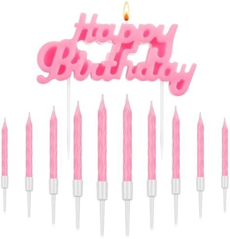 Amazon.com: Pink Happy Birthday Letter Candle for Cake,Alphabet ...
