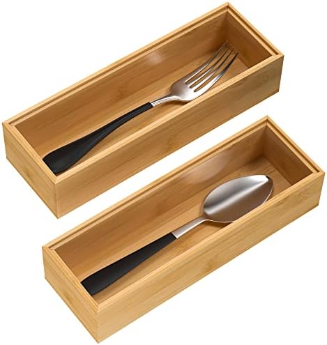 Amazon.com: Baderke 3Pcs Bamboo Drawer Organizer 10 x 3 x 2'' Kitchen ...