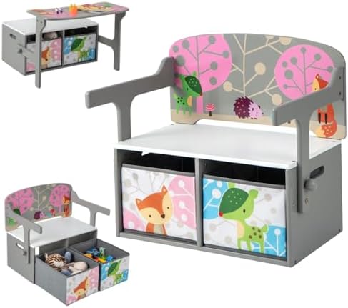 Maxmass 3-in-1 Kids Table and Chair Set, Convertible Toddlers Bench ...