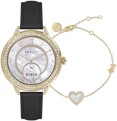 RADLEY Smart Series 33 AMOLED Stoneset Gold Plated Black Leather Strap ...