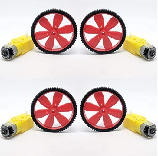 S P Red BO Motor Wheel + Single Shaft BO Motor - Set of 4 Robotics ...