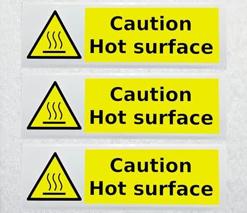 Caution Hot Surface Warning Sticker Pack of 3 Waterproof Outdoor Vinyl ...