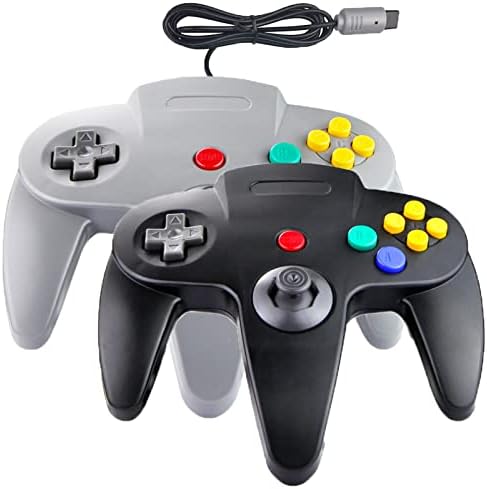 JINHOABF 2 Pack Classic N64 Controller,Wired N64 64-bit Gamepad ...