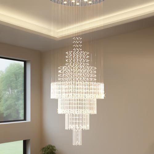 Buy Moooni Modern 6.5ft High Ceiling Chandelier, 18-Lights Raindrop ...