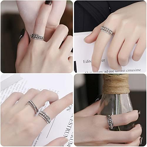 Amazon.com: MOROTOLE Sterling Silver Anxiety Ring Adjustable Fidget ...