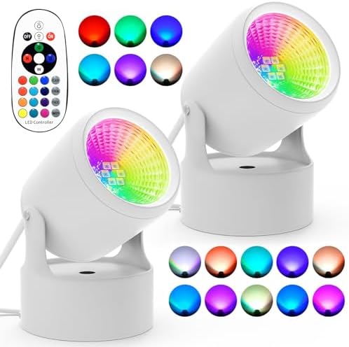 SUNVIE RGBW Spot Lights Indoor 6W Uplighting Indoor with Remote Color ...