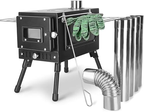 Amazon.com: DEERFAMY Tent Stove, Burning Stove with 7 Section Chimney ...